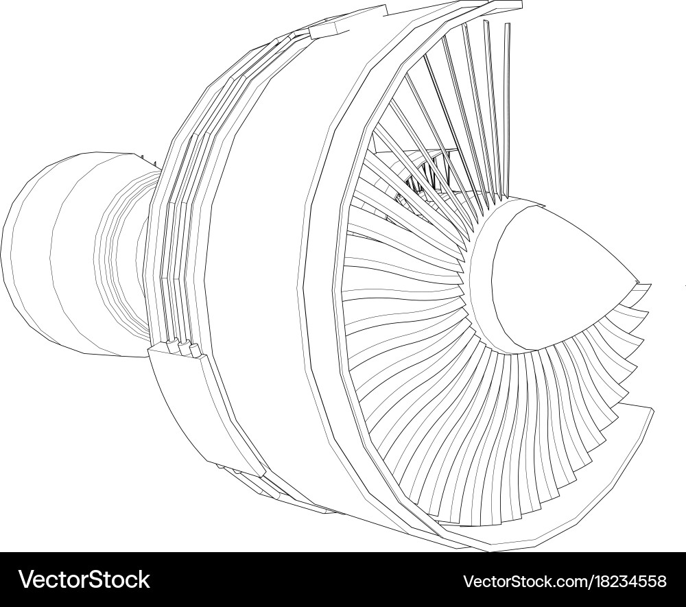 Jet Engine Line Drawing Royalty Free Vector Image