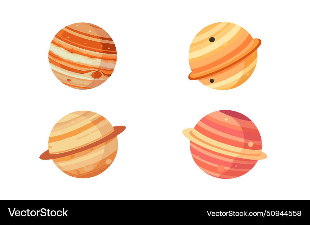 Jupiter planet space set Royalty Free Vector Image