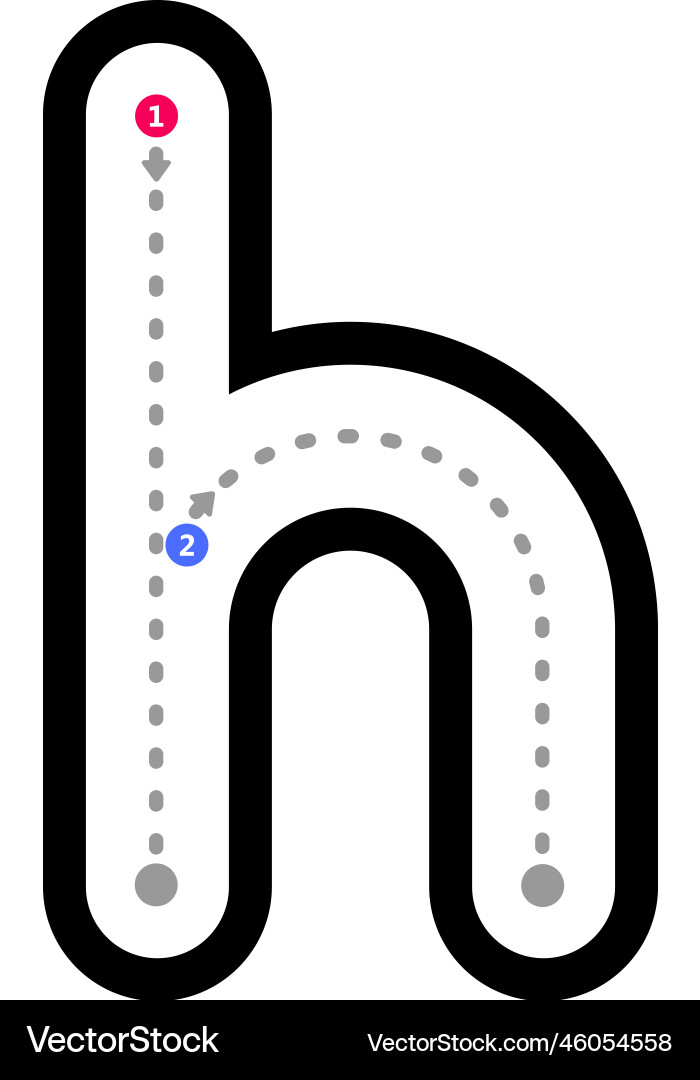 Lowercase Letter H Tracing Worksheet Royalty Free Vector