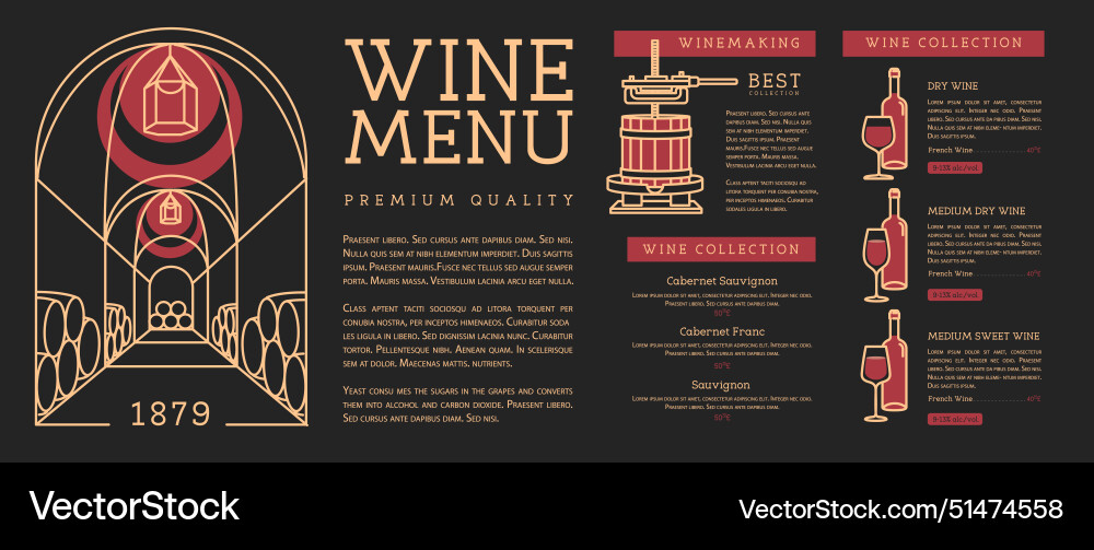 Modern restaurant wine menu design Royalty Free Vector Image