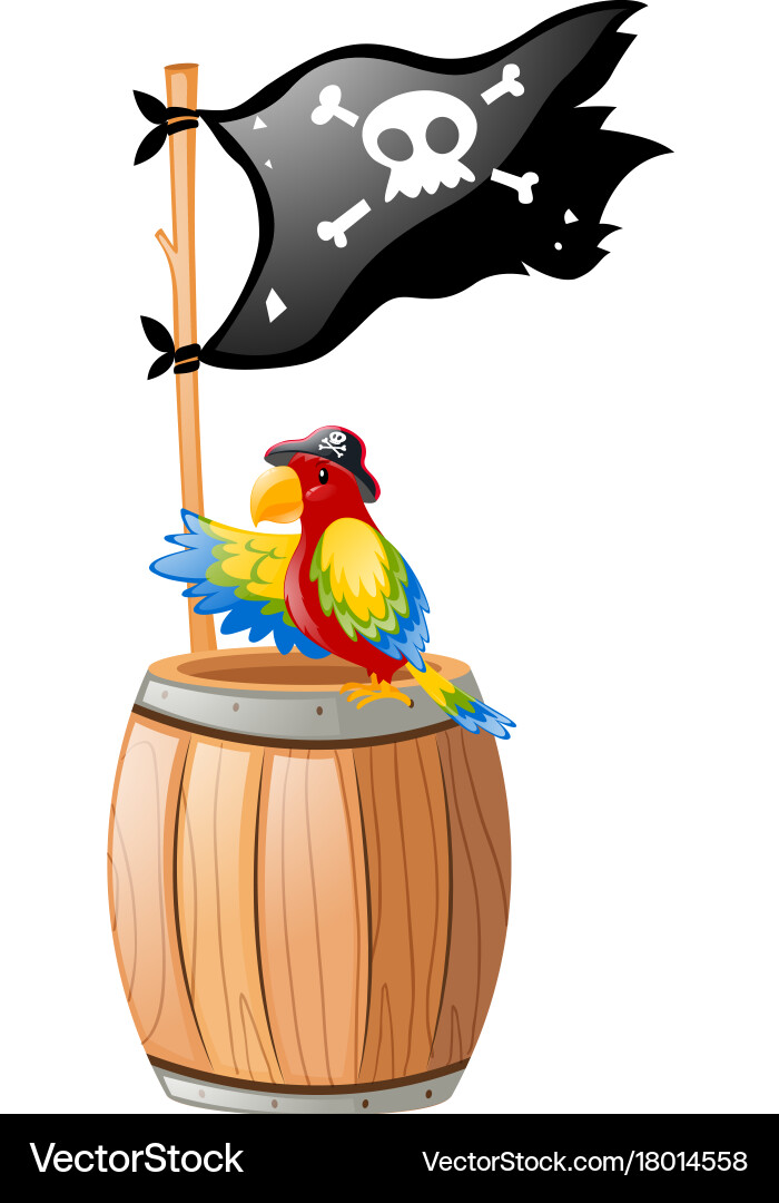Parrot and pirate flag Royalty Free Vector Image