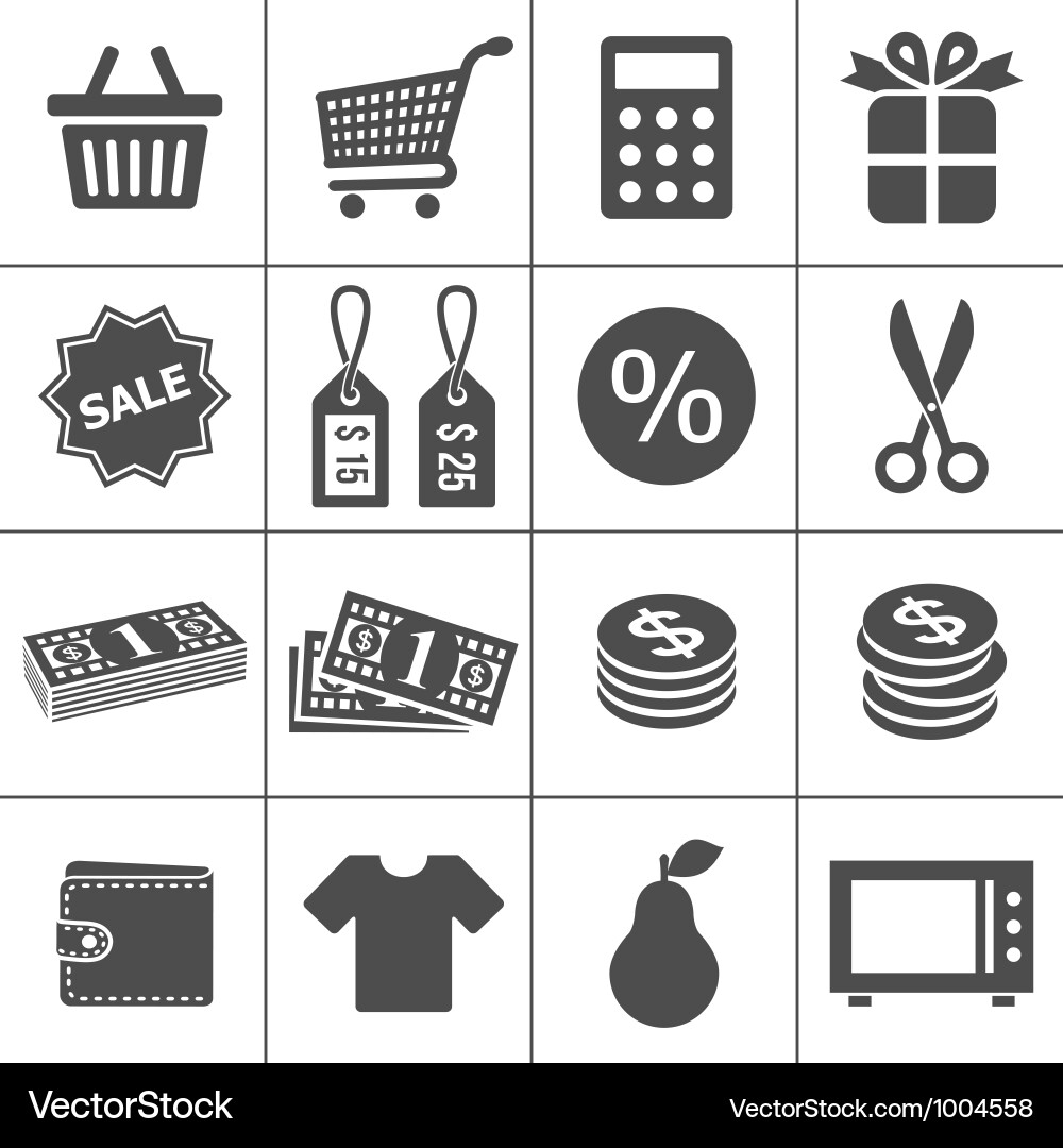 Shopping icons set - simplus series Royalty Free Vector