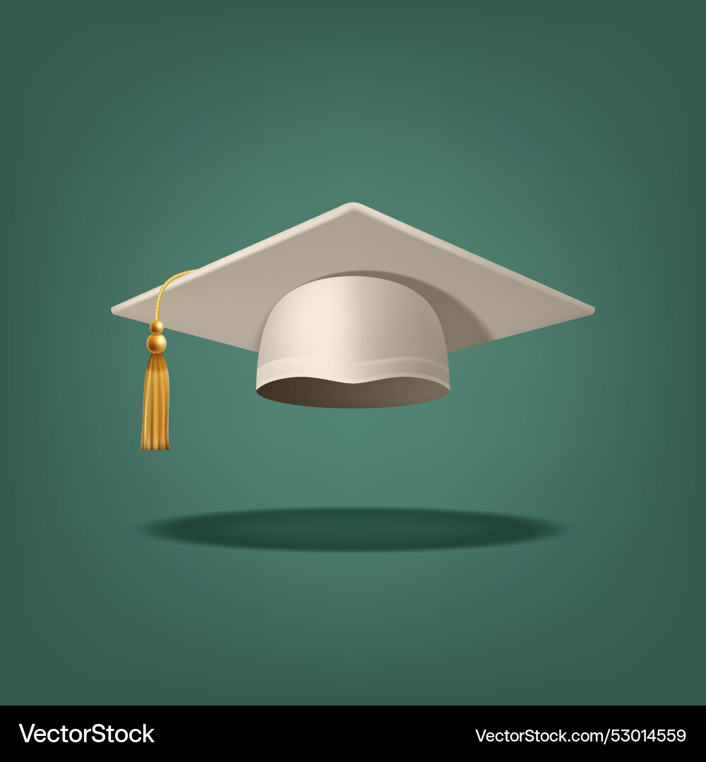 3d realistic white graduate college high school Vector Image