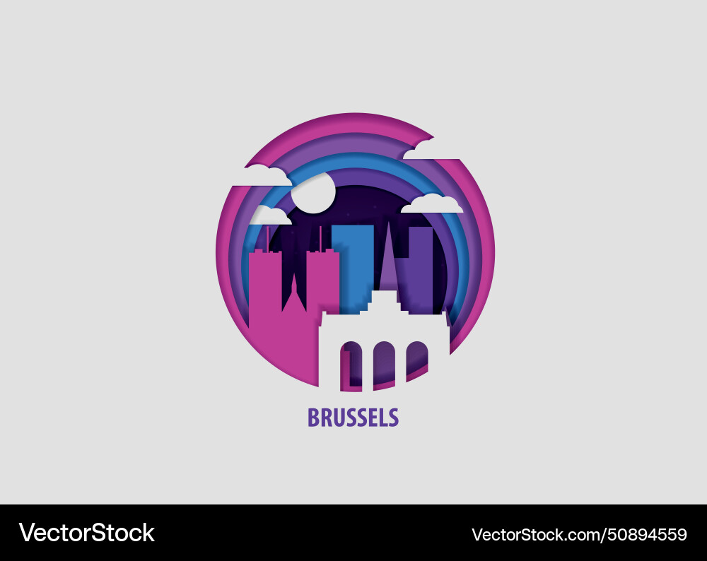 Brussels city paper cut isolated Royalty Free Vector Image