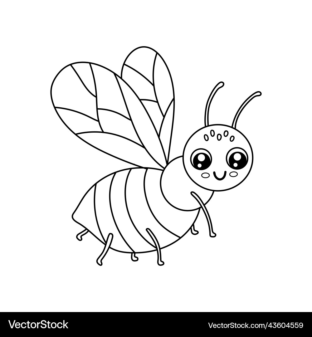 Cute outline honey bee isolated on white Vector Image