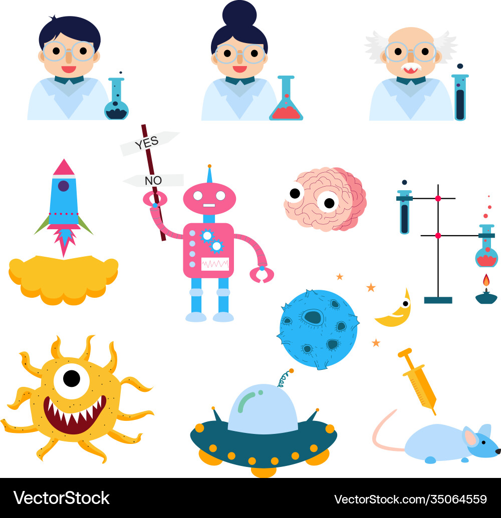 Cute science cartoon icon Royalty Free Vector Image