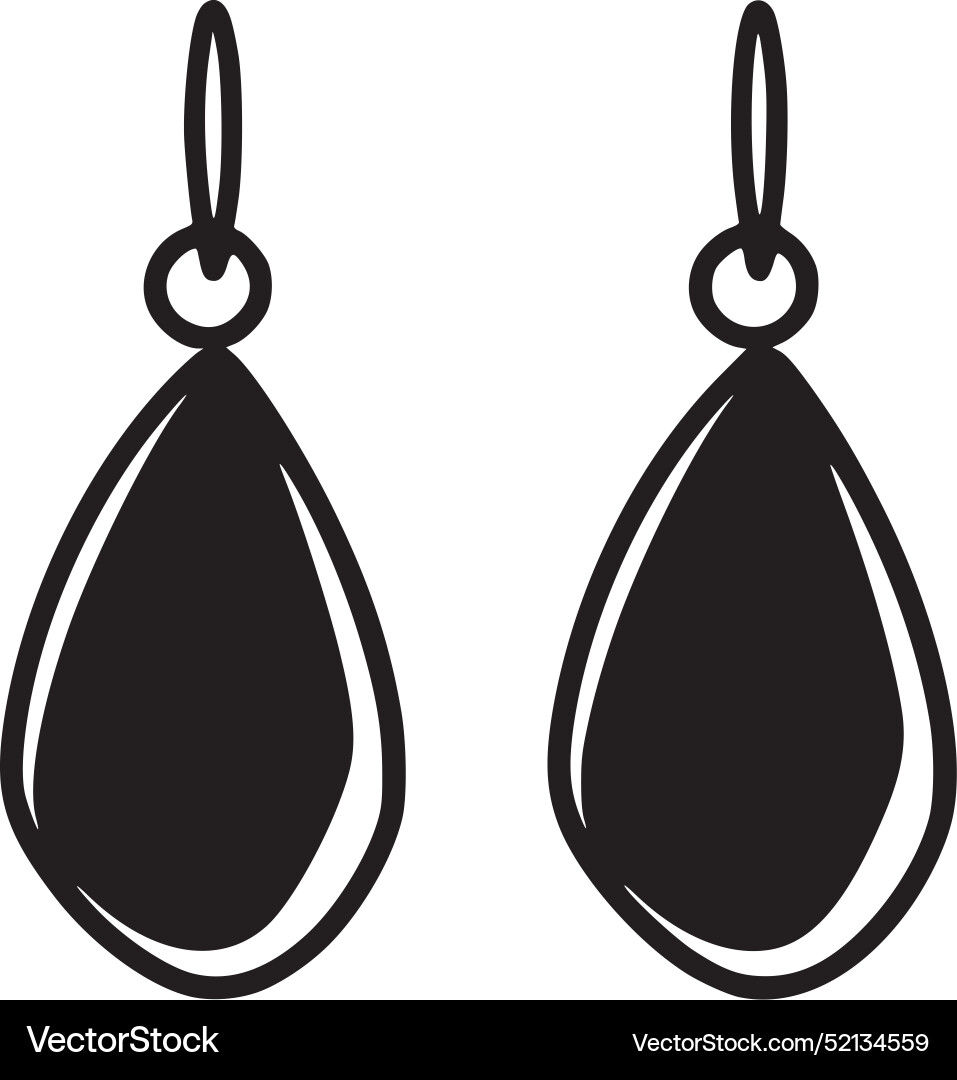 Earrings - black and white isolated icon Vector Image