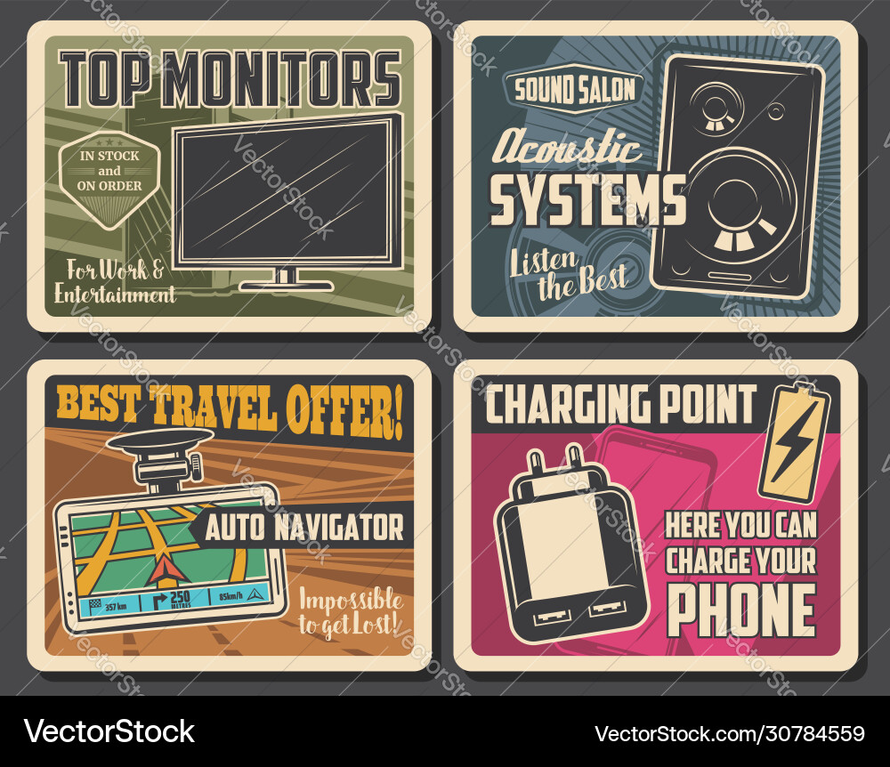 Electronic devices digital appliances posters Vector Image