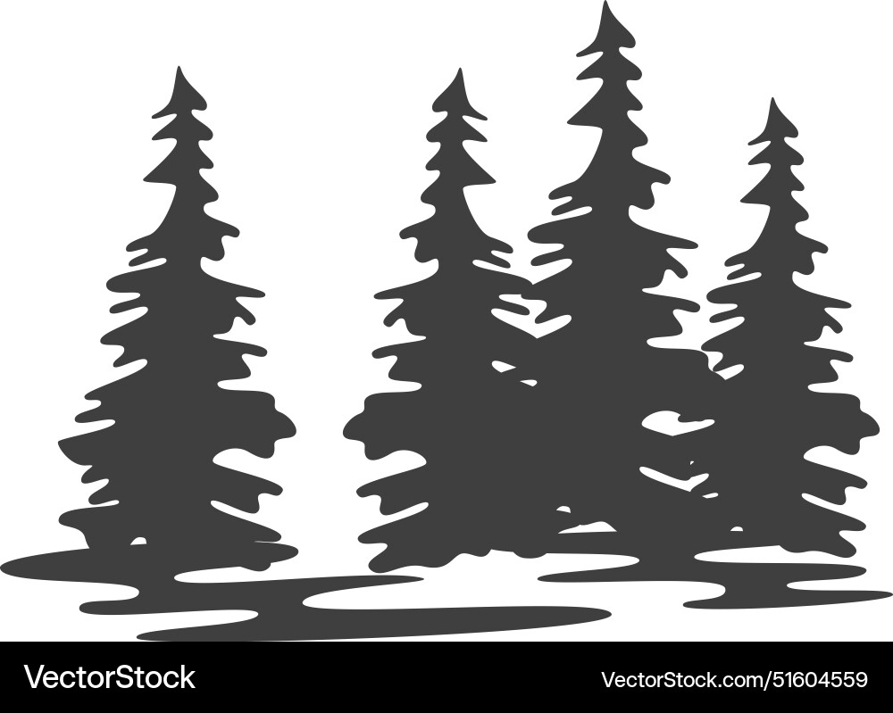 Forest landscape doodle outline Royalty Free Vector Image