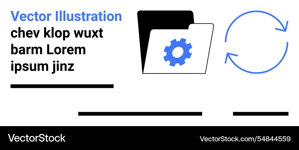 Gear-Ordner-Symbol mit blauen Kreispfeilen Vektorbild