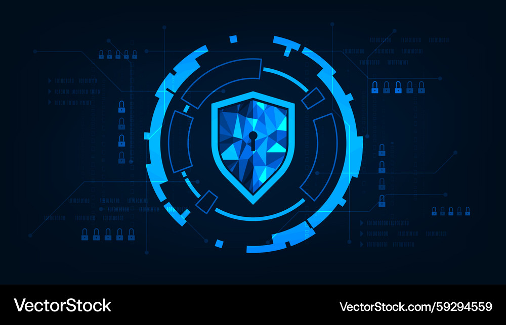 Hud with shield technology background cyber Vector Image