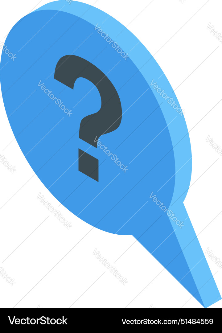 Isometric blue speech bubble with question mark Vector Image