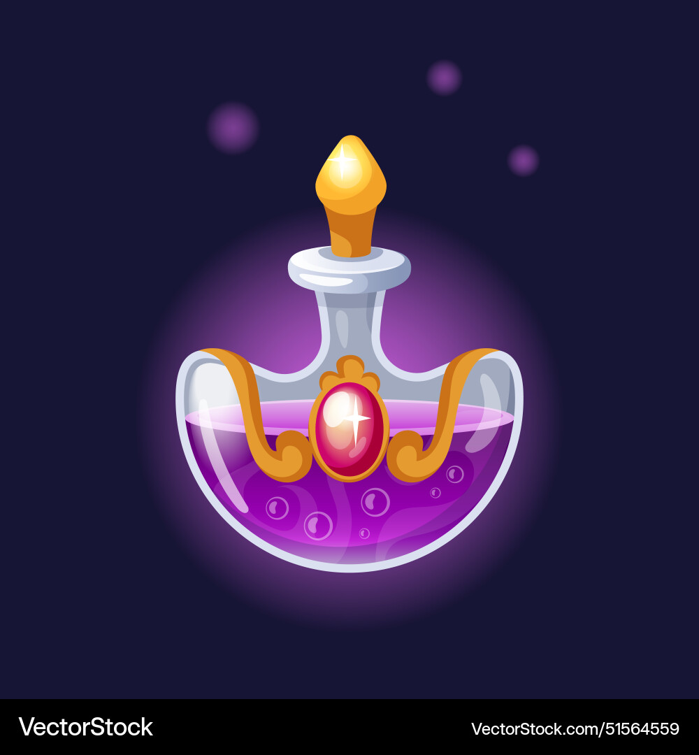 Magic potion elixir bottle mystery purple liquid Vector Image