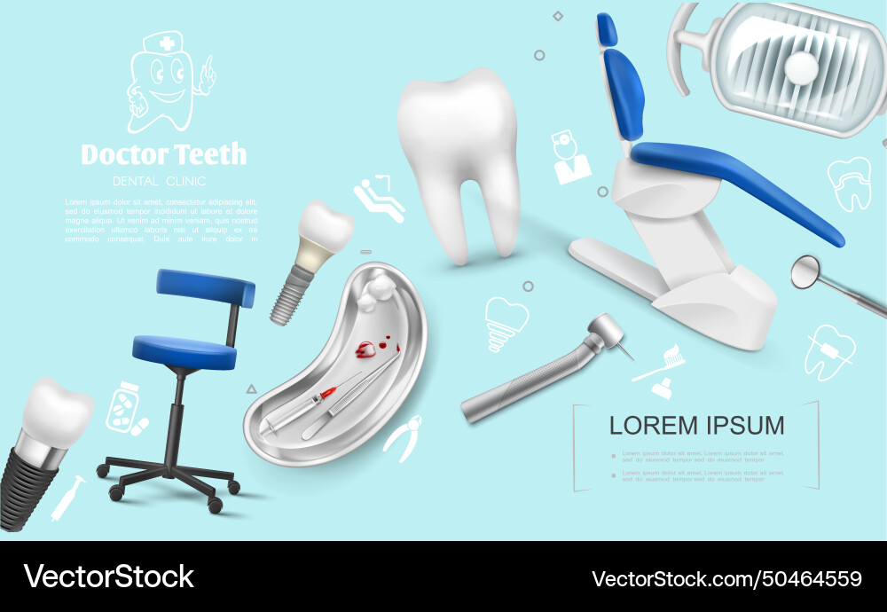 Realistic dentistry colorful template Royalty Free Vector