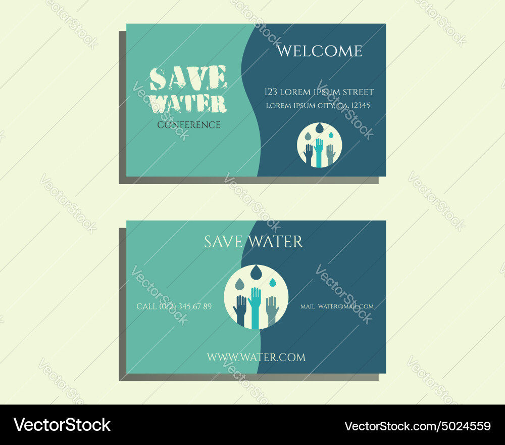 Save water conference visiting card template Vector Image