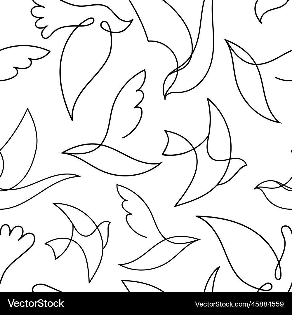 Seamless line birds pattern flying Royalty Free Vector Image