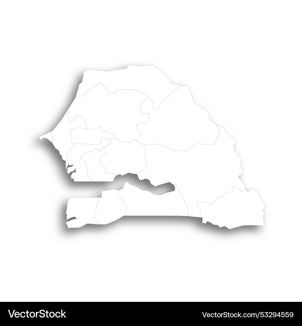 Senegal political map of administrative divisions Vector Image