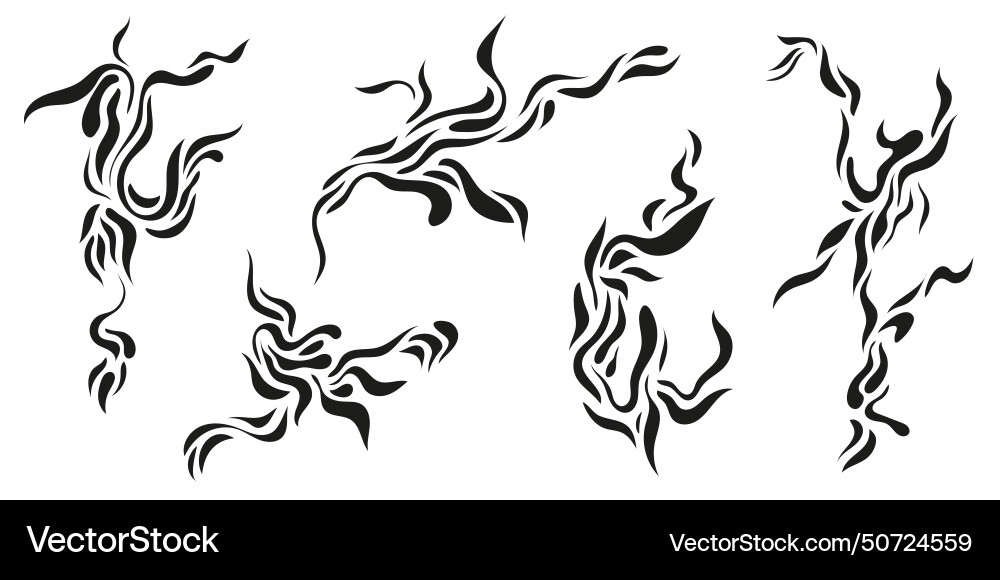 Set of y2k style design elements fire Royalty Free Vector