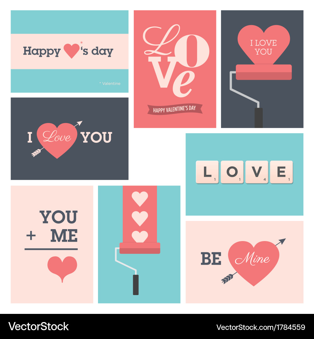 Valentine Card Set Royalty Free Vector Image - VectorStock