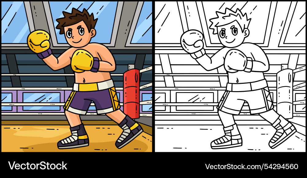 Boxing boxer stance coloring page Royalty Free Vector Image