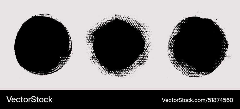 Brush strokes set of round text boxes Royalty Free Vector