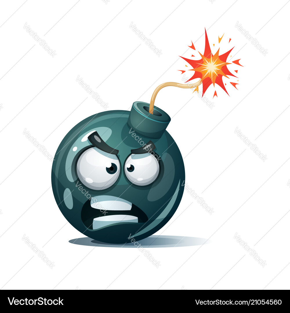 Cartoon Bomb with Spark and Flame Royalty Free Vector Image