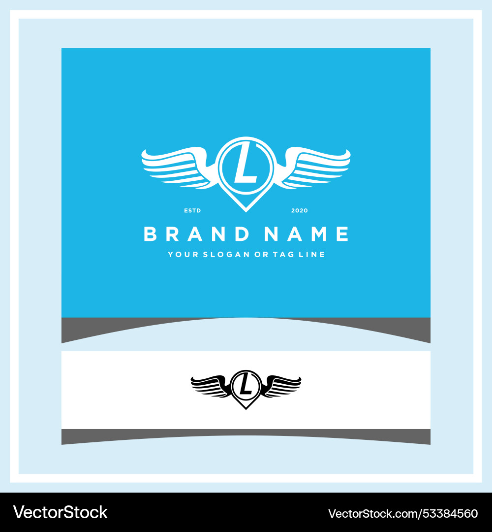 Creative letter l pin map wing logo design concept
