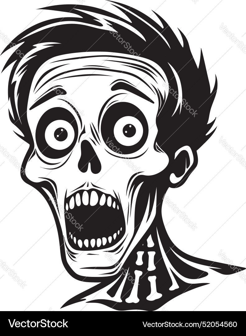 Haunting skeletal emblem shocked logo startled Vector Image