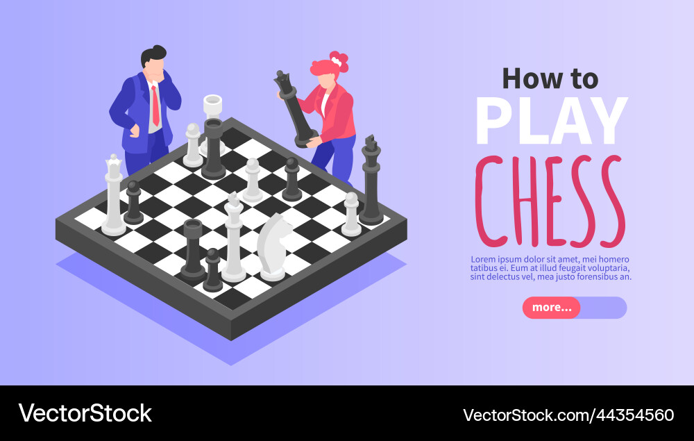 Isometric chess banner Royalty Free Vector Image