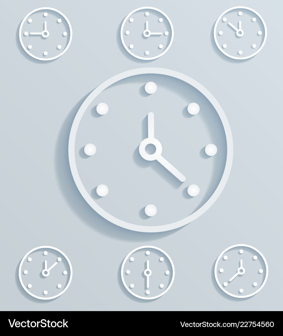 Paper clock set of mechanical Royalty Free Vector Image