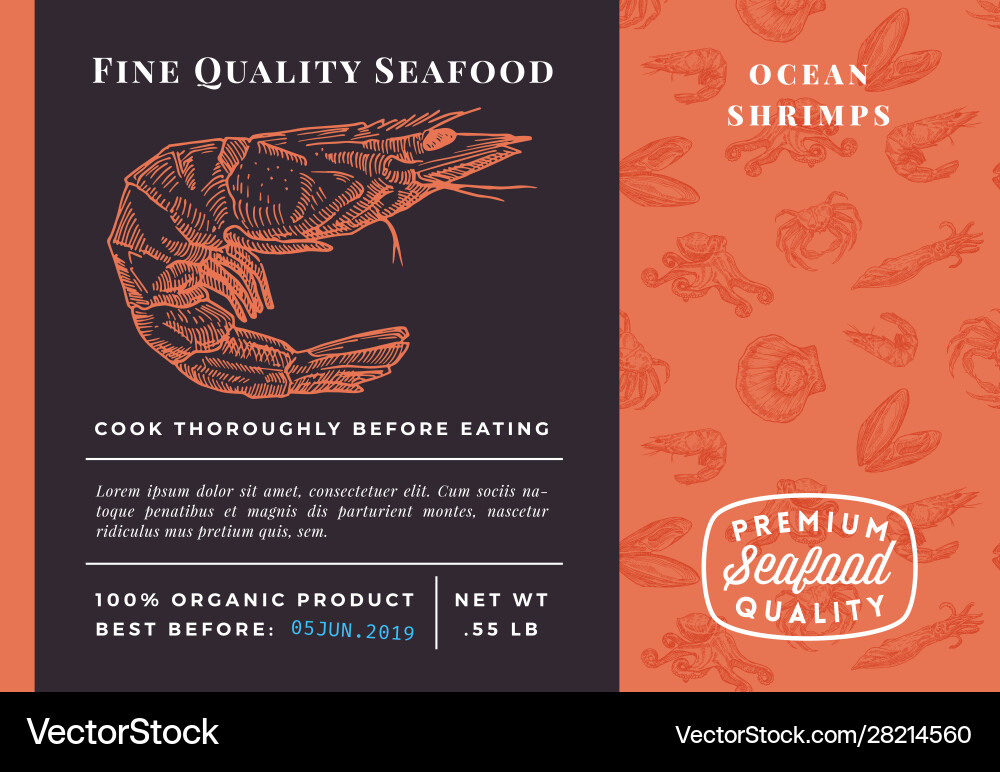 Premium quality seafood abstract shrimp Royalty Free Vector