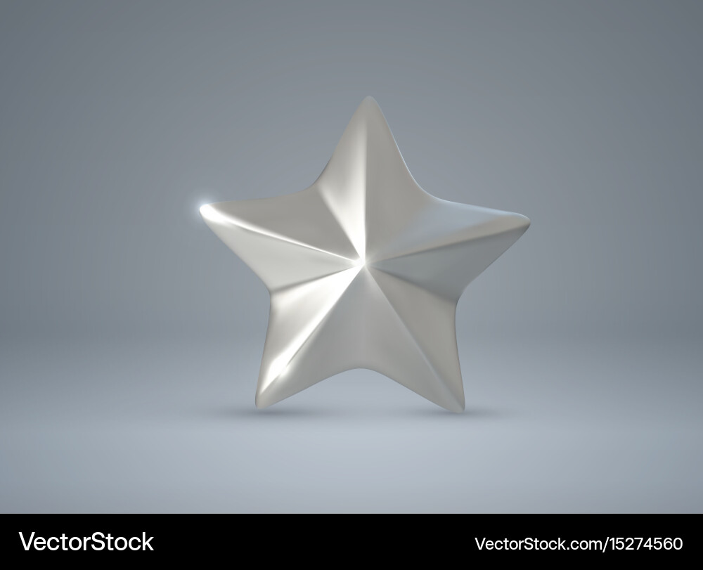 Silver star realistic 3d Royalty Free Vector Image