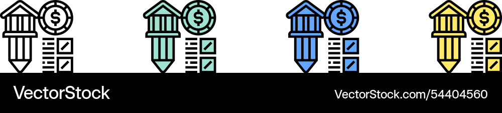 Statement icon outline green blue and yellow Vector Image