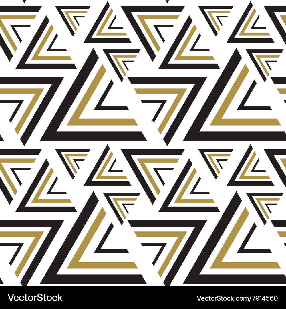 Triangle black white golden seamless pattern Vector Image