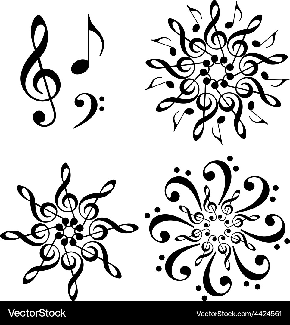Abstract music flowers set Royalty Free Vector Image