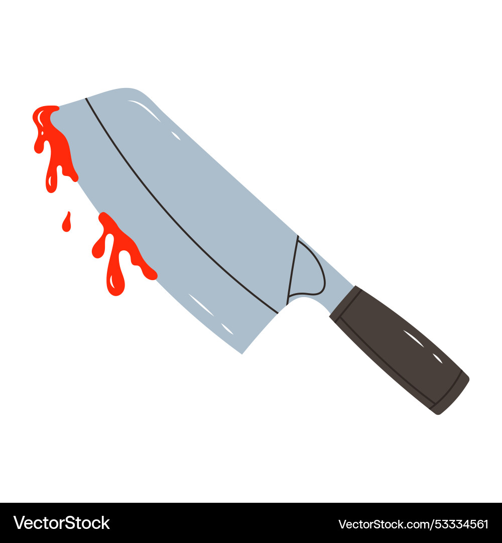 Bloody butcher knife in flat style Royalty Free Vector Image