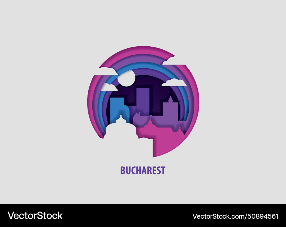 Bucharest city paper cut isolated Royalty Free Vector Image