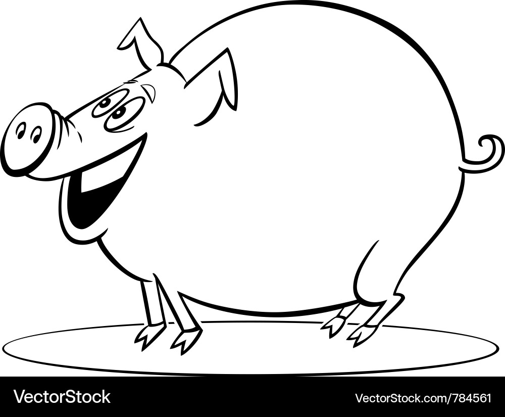 Coloring page of funny farm pig Royalty Free Vector Image