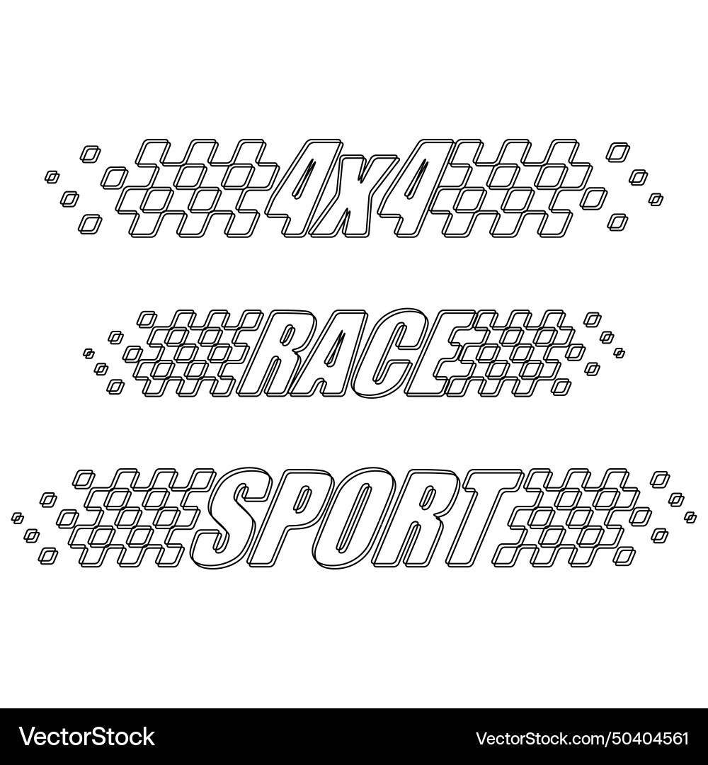 Different outline flags words set Royalty Free Vector Image