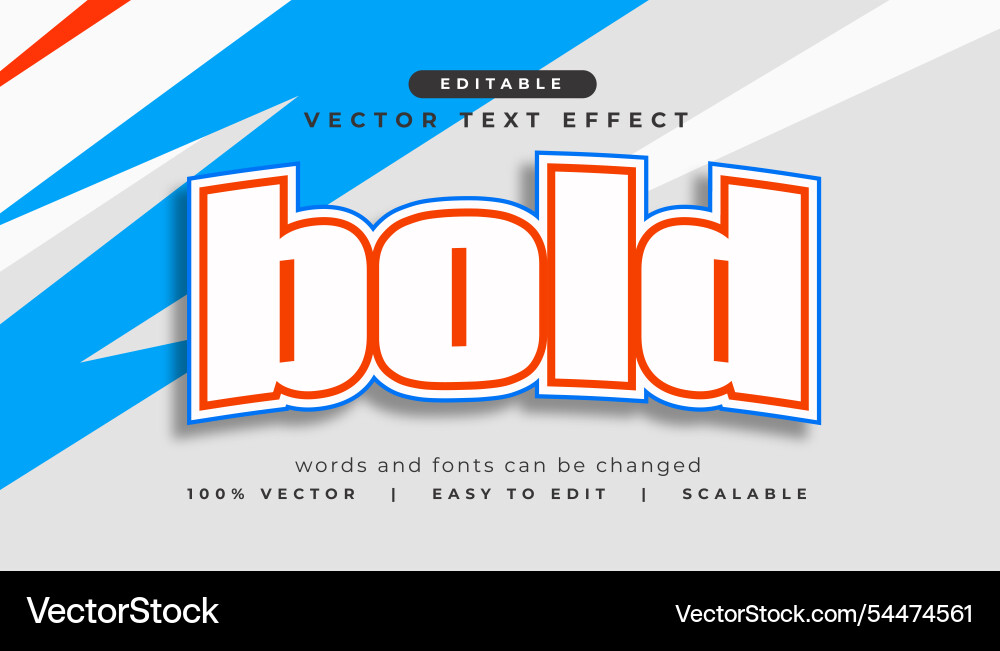 Editable white bold text effect style Royalty Free Vector