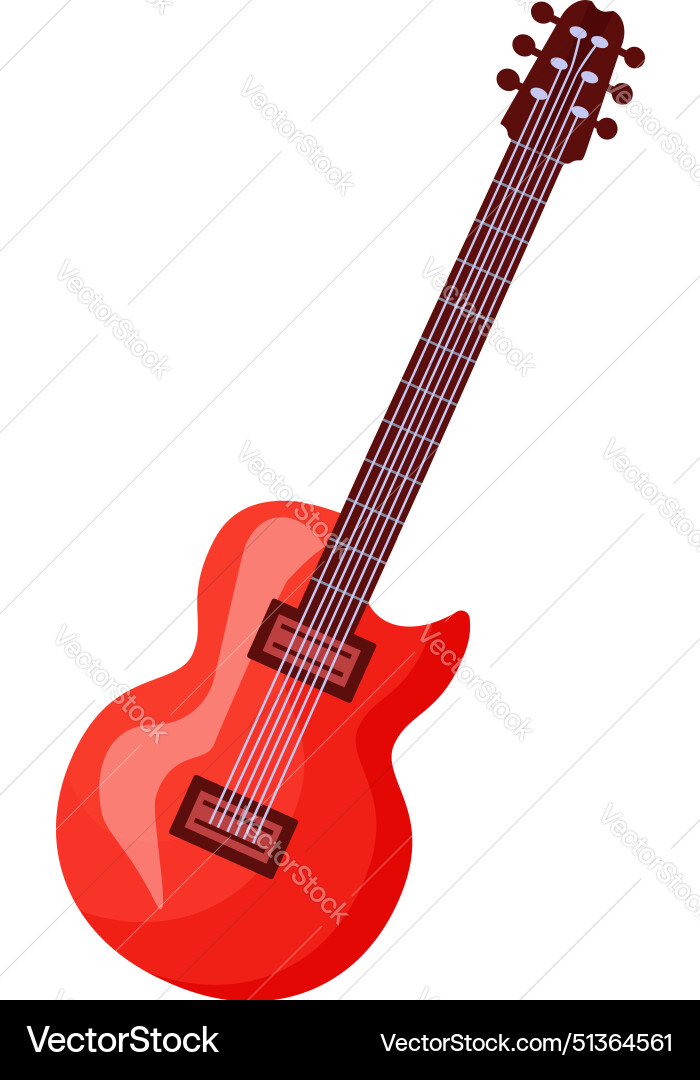 Isolated cartoonstyle red electric guitar Vector Image