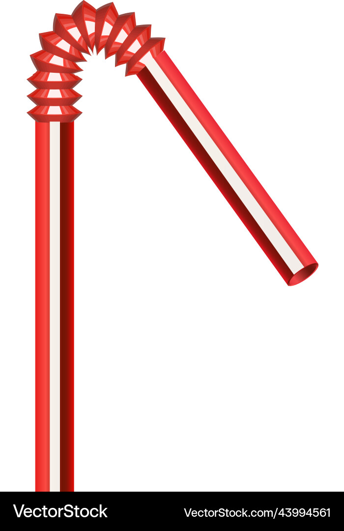 Plastic straw drink bendy red stripe tube Vector Image