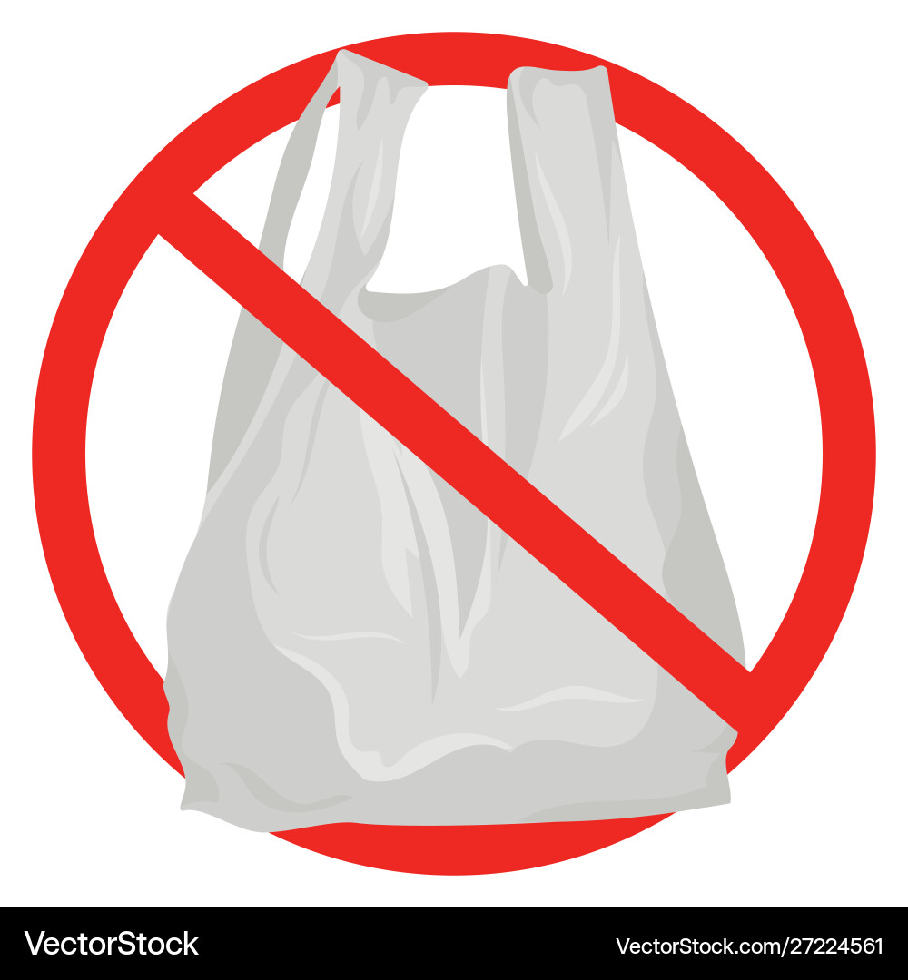 Prohibition sign against plastic bags Royalty Free Vector