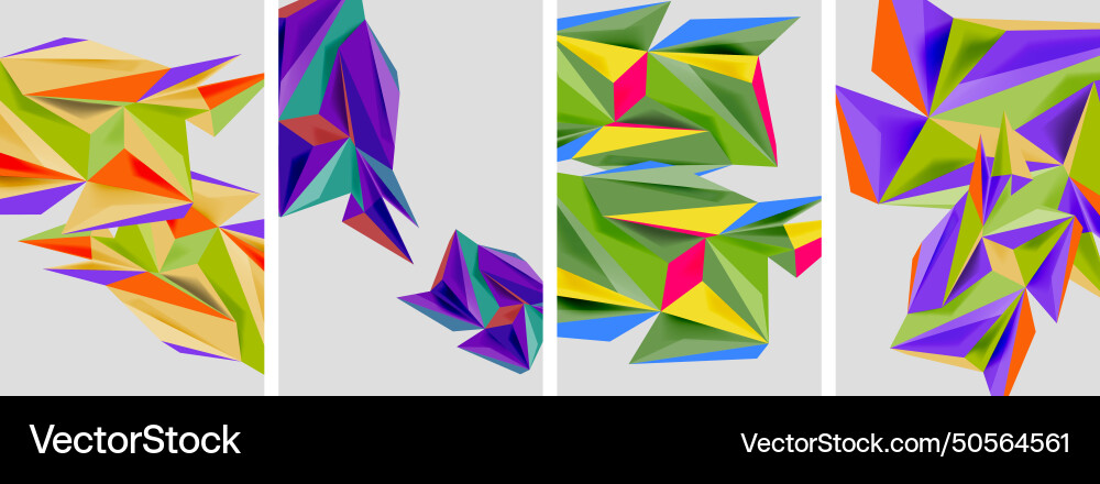 Set of mosaic triangle pattern abstract posters Vector Image