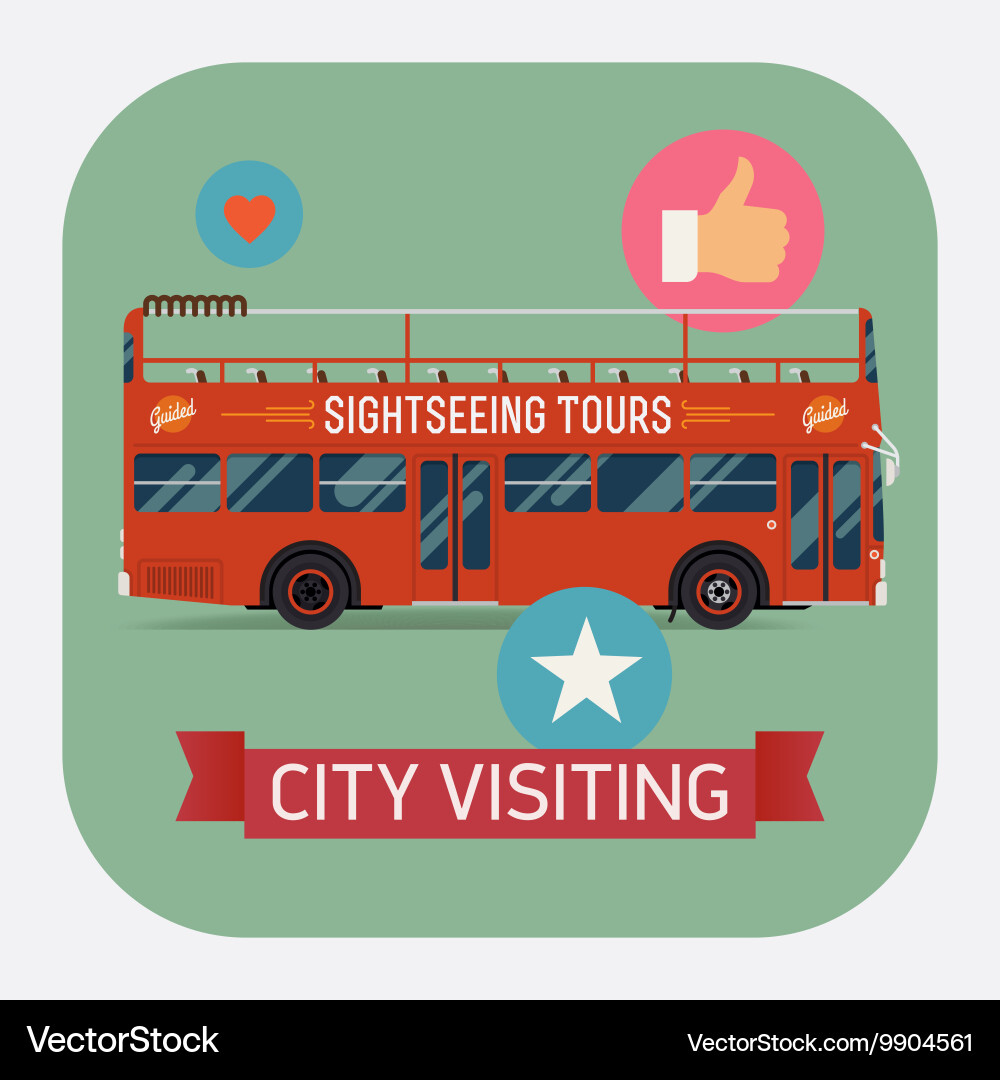 Sight seeing bus promotional poster Royalty Free Vector