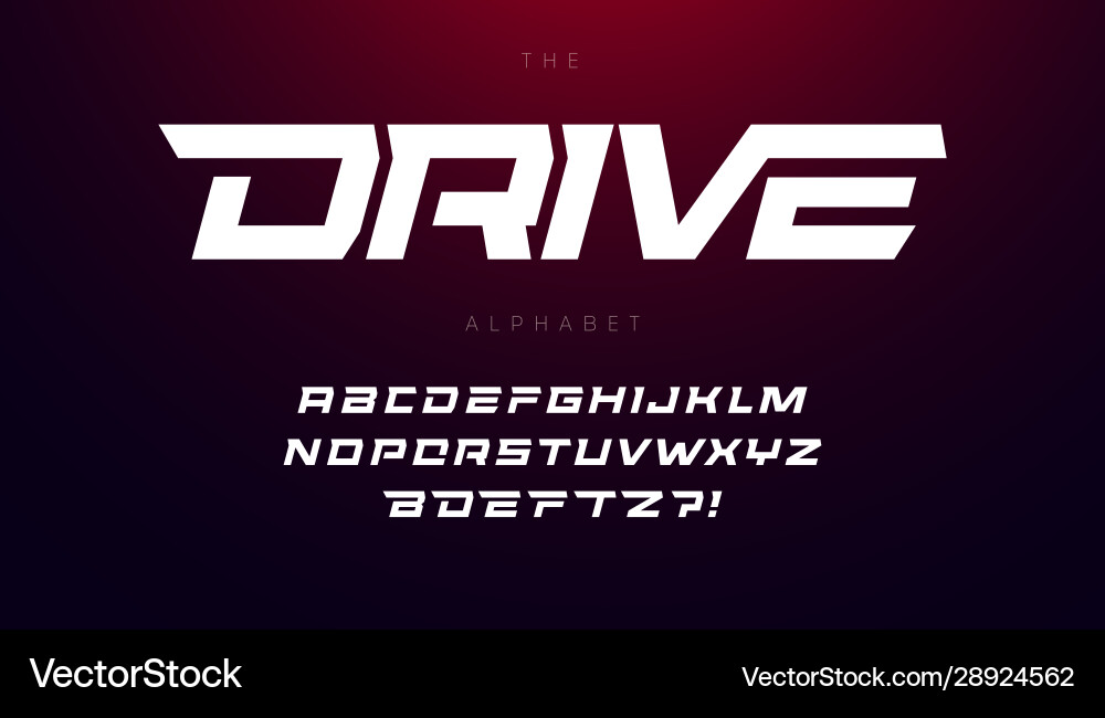 Drive font bold italic letters with dynamic slant Vector Image