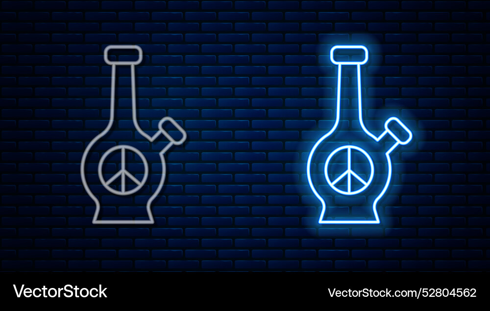 Glowing neon line glass bong for smoking Vector Image