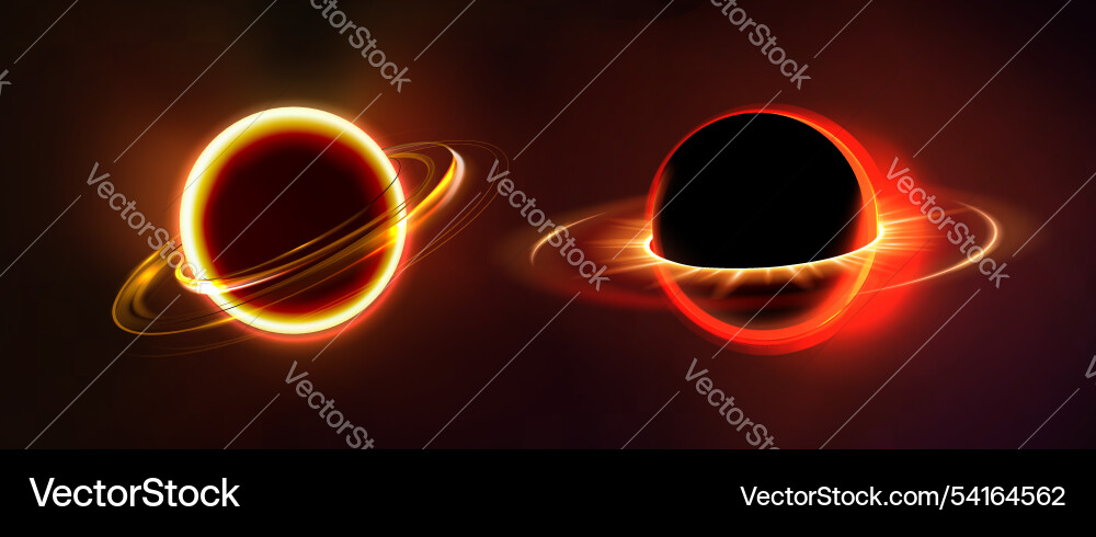 Glowing planetary spheres with luminous rings Vector Image