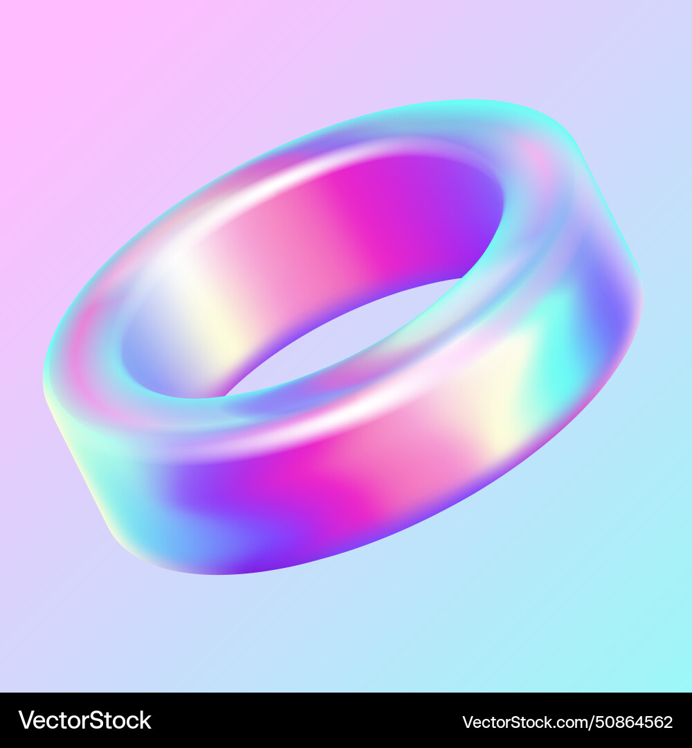 Holographic ring geometric shape realistic Vector Image