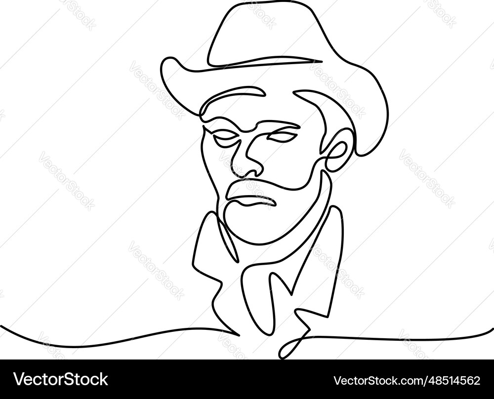 Lone Cowboy Line Art Royalty Free Vector Image